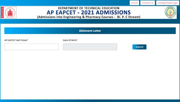 AP EAMCET BiPC Seat Allotment Result 2021 — Online Result Portal AP EAMCET BiPC Seat Allotment Result 2021 — Online Result Portal